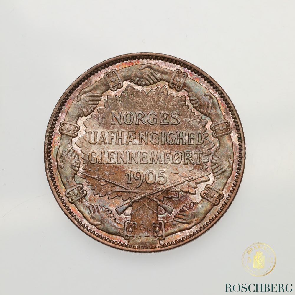 Norge 2 Kroner 1907 Gevær Kv 01